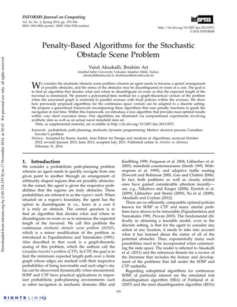 pdf penalty based algorithms for the stochastic obstacle scene problem