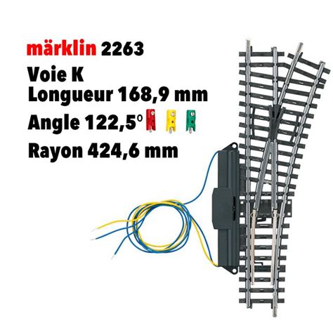 Aiguillage à droite voie K 168 9 mm rayon 424 6 mm 22 5 avec moteur
