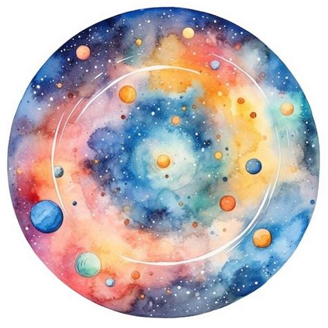 Ilustración acuarela de los planetas en el espacio Foto Premium