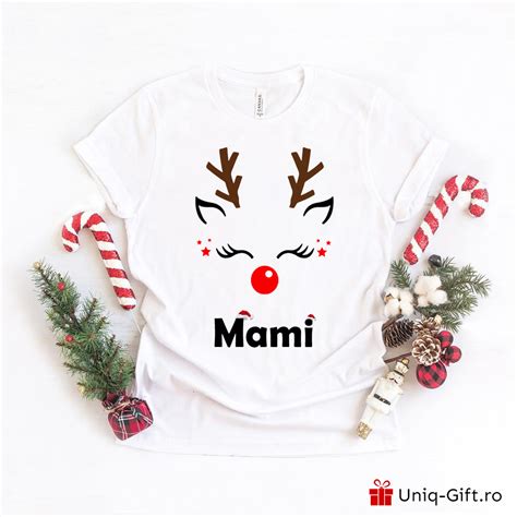 Set Tricouri Mama Si Fiul Model Craciun Cu Reni Uniq Gift Ro
