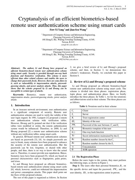cryptanalysis of an efficient biometrics based remote user authentication scheme using smart