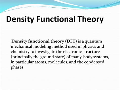 ppt density functional theory and time dependent density functional theory powerpoint