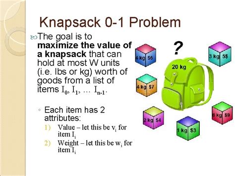 dynamic programming continued 0 1 knapsack problem last