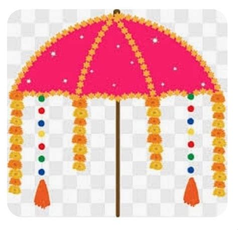 Indian Wedding Decorative Umbrella Vector Image For Haldi And Mehndi