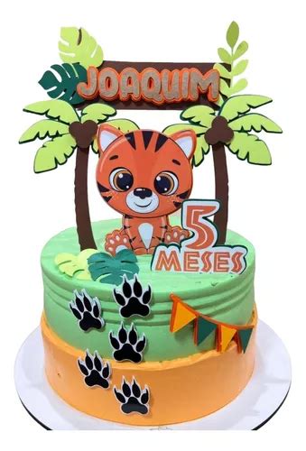 Topo De Bolo Tigre Baby Topper Personalizado Tigrinho Parcelamento