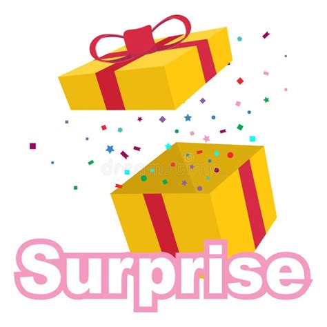Surprise Gift Box Open Box Surprise With Confetti Vector Illustration