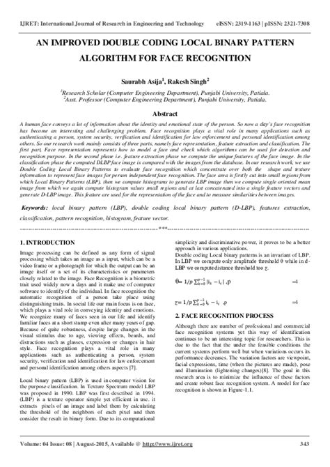 pdf an improved double coding local binary pattern algorithm for face recognition esat