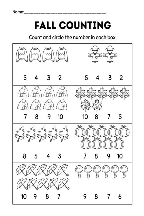 How Many Count And Circle The Correct Number I Numbers 1 10 I Fall
