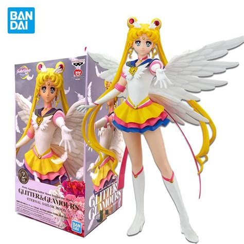 Bandai Original Sailor Moon Figure Glitter Glamours Eternal Sailor Moon Action Collection Model