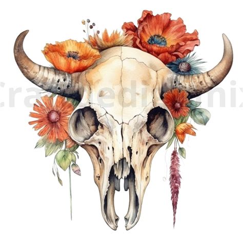 Cow Skull SVG Cut File Bull Skull SVG Boho Wall Art Cow Etsy