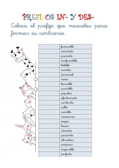 Prefijos In Y Des Activity Prefijos Apuntes De Lengua Prefijos Y