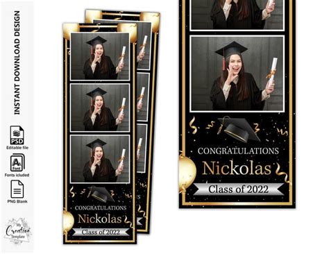 Photo Booth Template Graduation Photobooth Template Grad Party Photo