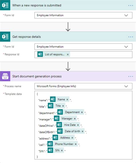 how to create excel and pdf documents from microsoft forms in power automate and azure logic