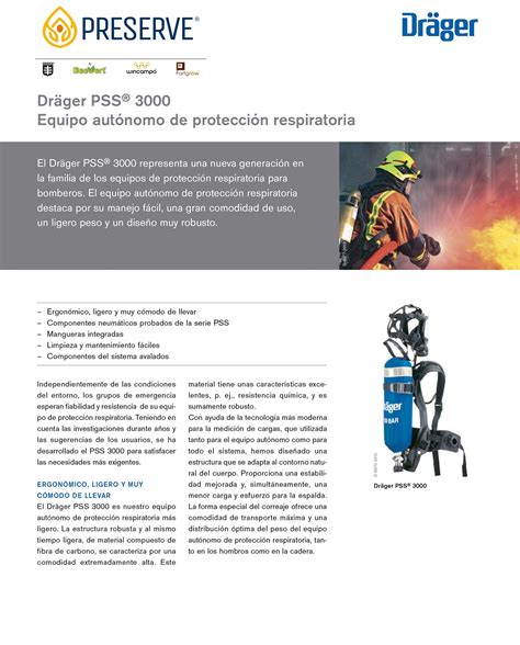 Ficha técnica Equipo autónomo protección respiratoria PSS 3000 Dräger