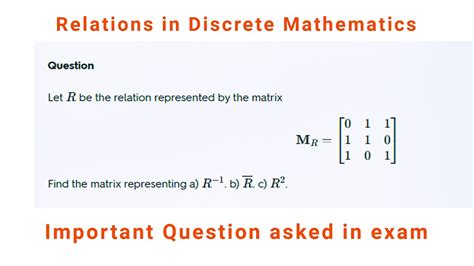 Let R Be The Relation Represented By The Matrix Relations Example