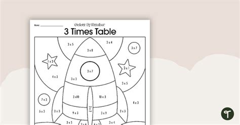 Colour By Number Worksheet 3 Times Tables Teach Starter