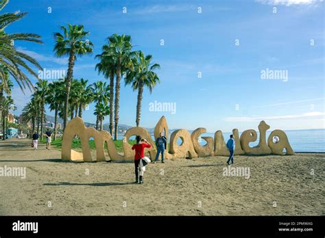 Playa La Malagueta Famous And Popular City Beach At Malaga Andalusia