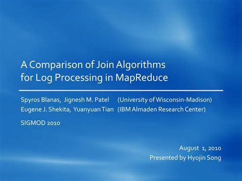 ppt a comparison of join algorithms for log processing in mapreduce powerpoint presentation