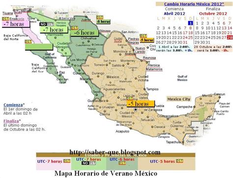 Saber que Mapa horario de verano para México