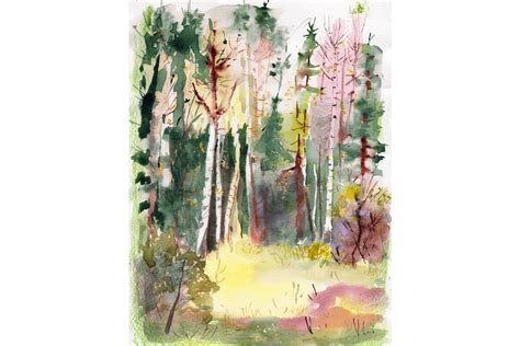 Watercolor Etude Painting Of Nature Graphic By Nevinci Creative Fabrica