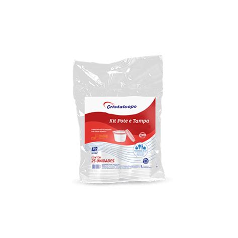 Kit Pote E Tampa Redondo PP Transparente Cristalcopo 145ml 25und