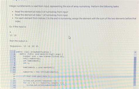 Solved Integer NumElements Is Read From Input Representing Chegg