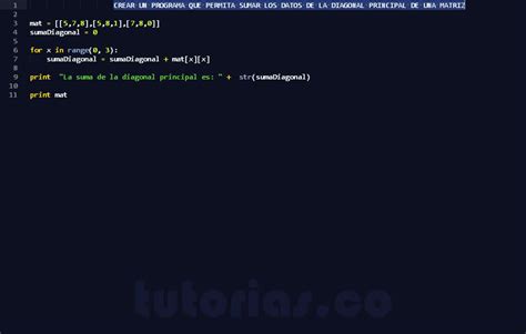 arrays python suma datos diagonal principal