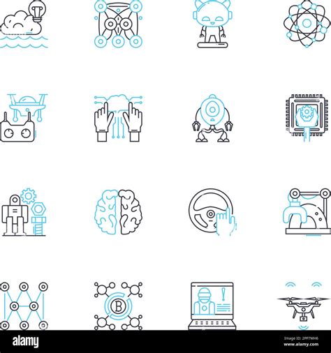 artificial intelligence linear icons set automation machine learning robotics neural nerks
