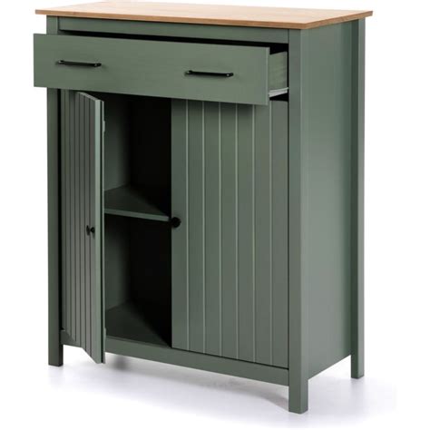 Buffet Portes Tiroir En Pin Massif Vert Cm Ida Maisons Du Monde