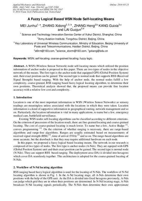 a fuzzy logical based wsn node self locating means scientific