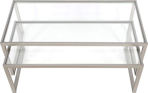 Henn Hart Mesa de centro anidada rectangular en níquel satinado mesas
