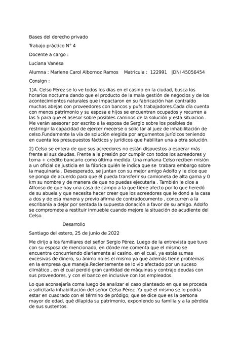 Tp Bases Del Derecho Privado Bases Del Derecho Privado Trabajo
