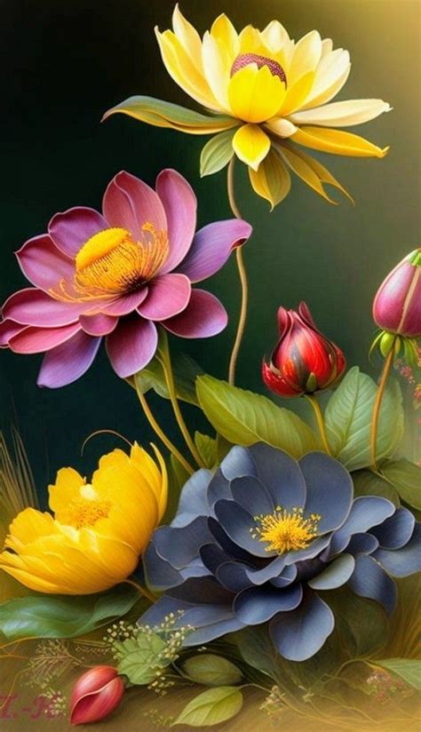 Pin By Zubia Kiran On Flowers Flower Painting Flower Art Images