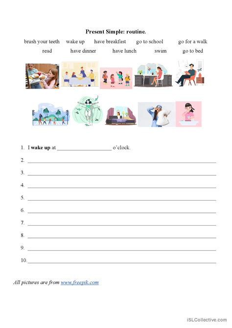 Present Simple Affirmative Routines English Esl Worksheets Pdf Doc