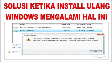 Cara Mengatasi Windows Cannot Be Installed To This Disk The Selected