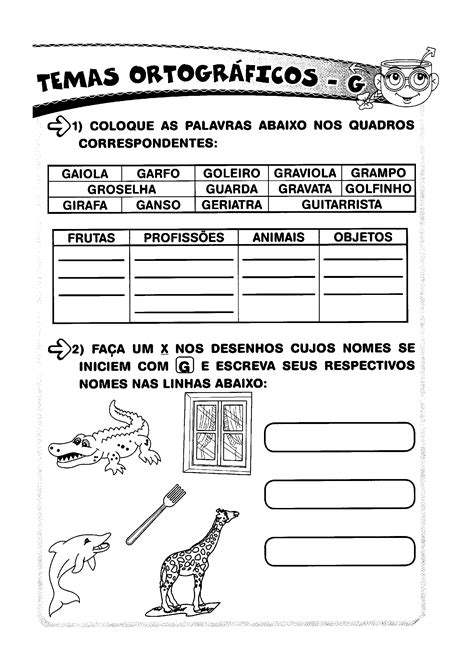 Ortografia G Ou J Atividades Ano Revoeduca