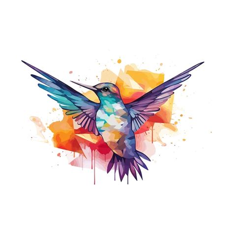 Vector de arte de colibrí acuarela Vector Premium