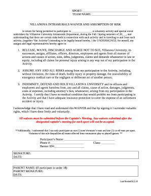 Assumption Of Risk Waiver Template Doc Template PdfFiller