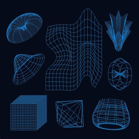 Premium Vector Retro Futuristic 3d Mesh Element