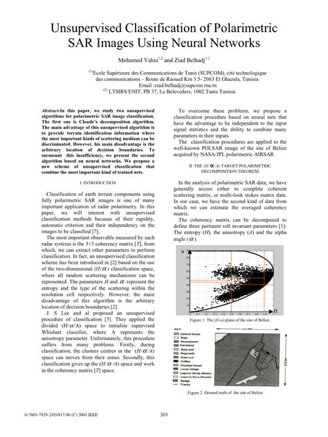 pdf unsupervised classification of polarimetric sar images using neural networks