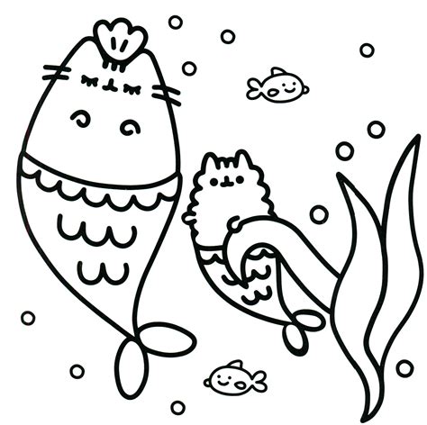 Kolorowanka Pusheen Przebrany Za Syrenk Kolorowanki Na Gifyagusi Pl