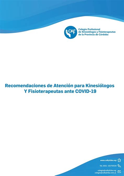 Recomendación de Atención para Kinesiólogos y Fisioterapeutas ante
