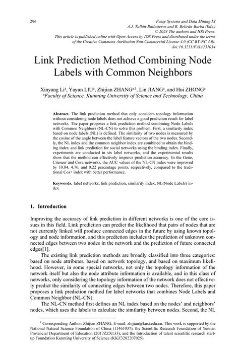 pdf link prediction method combining node labels with common neighbors
