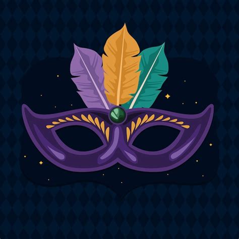 Premium Vector Mardi Gras Mask With Feathers