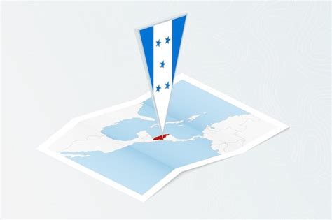 Premium Vector Isometric Paper Map Of Honduras With Triangular Flag