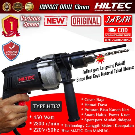 Jual Mesin Bor Impact Drill 13mm Beton Tembok Besi Kayu Fullset Koper