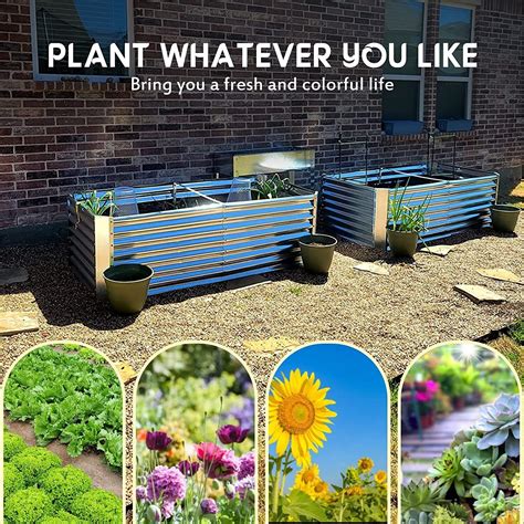 Galvanized Garden Bed Elevated Raised Vegetables Flowers Planter 8x4x2