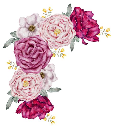 Free Ramo De Flores Rosas Acuarela Png With Transparent Background