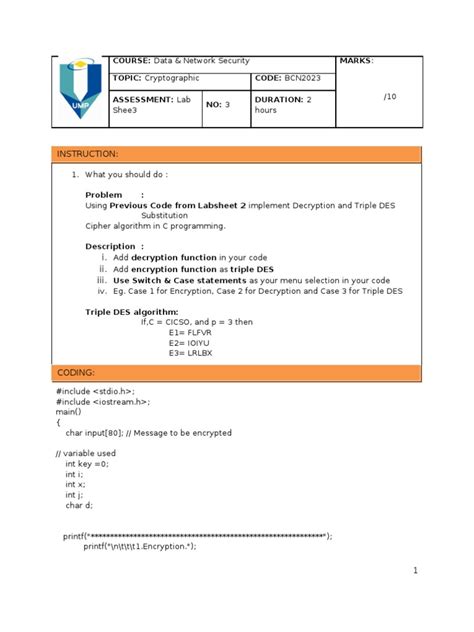 implementing encryption decryption and triple des algorithms in c programming pdf