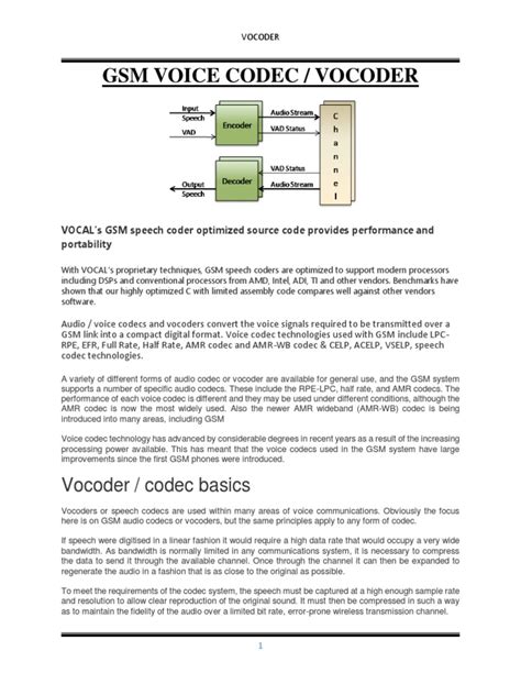 optimized gsm vocoder technologies an overview of gsm speech codecs and their compression